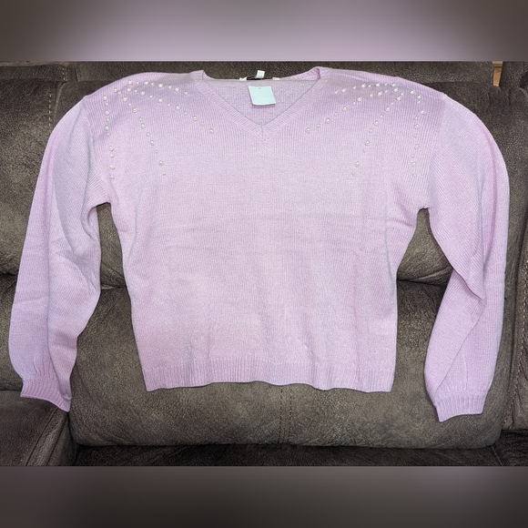 Heritage Charm | Sweaters | Nwt Pink Orchid Color Vneck Long Sleeve ...